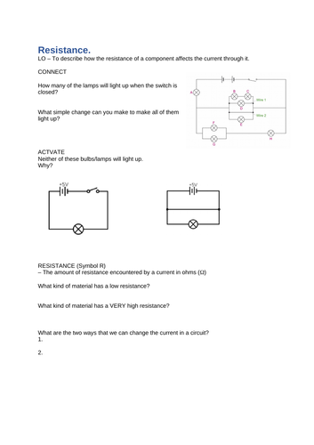 AQA P2 L4 Resistance | Teaching Resources