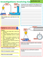 FREE GCSE Chemistry (Science) Investigations Involving Gas Practice ...