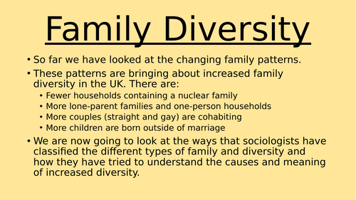 Changing Patterns and Family Diversity Unit of Work AQA A-Level ...