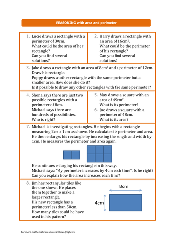 Perimeter and Area Year 6 Block 5 Week 8 | Teaching Resources