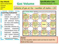 AQA KS4 GCSE Chemistry (Science) Molar Gas Volume Lesson & Activities ...