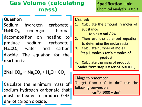 AQA KS4 GCSE Chemistry (Science) Molar Gas Volume Lesson & Activities ...