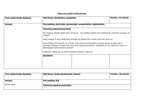 The Jamie Drake Equation - Guided Reading planning & resources ...