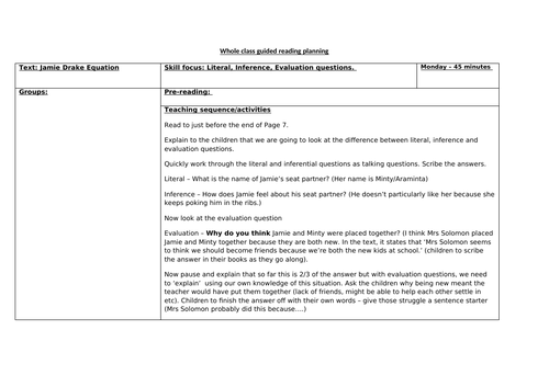 The Jamie Drake Equation - Guided Reading planning & resources ...