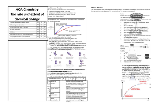 Rate and Extent of Chemical Change (AQA Chemistry GCSE) | Teaching ...