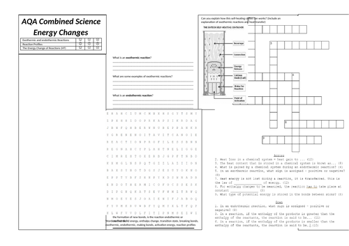 12. Energy Changes Revision Broadsheet (AQA Combined Science Trilogy ...