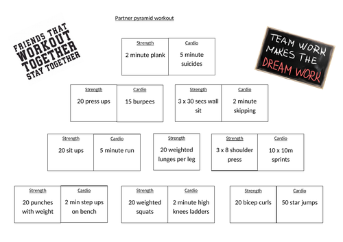 Partner Pyramid Workout | Teaching Resources