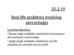 Percentages in real life context | Teaching Resources