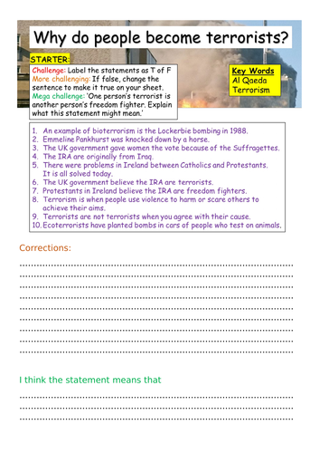 Terrorism : Radicalisation | Teaching Resources