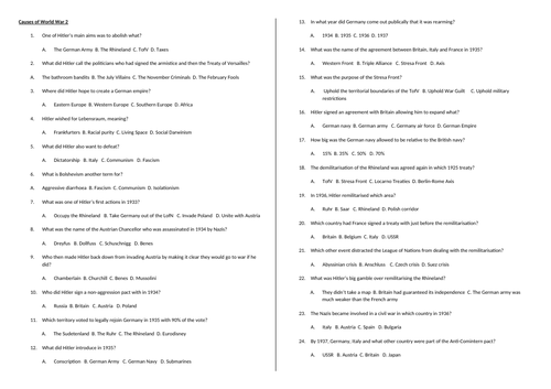 AQA GCSE History - 4 Units of Quizzes! | Teaching Resources