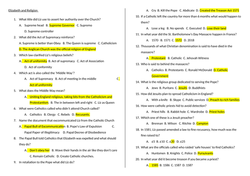 AQA GCSE History - 4 Units of Quizzes! | Teaching Resources