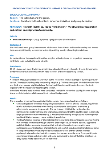 IB Psychology Sociocultural Approach - Social Identity Theory ...