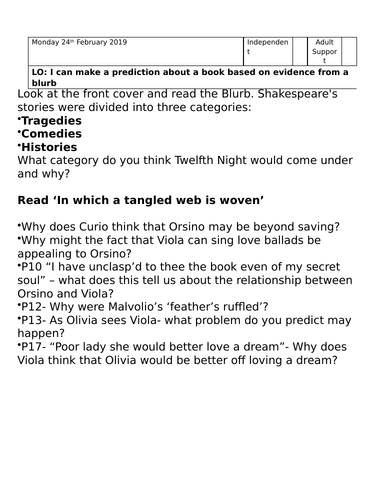 Twelfth Night - William Shakespeare - Guided Reading - Marcia Williams ...