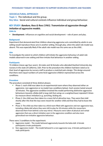 IB Psychology - Sociocultural Approach: Social Cognitive Theory ...