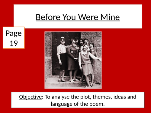 Before You Were Mine GCSE AQA Relationship Anthology Lesson | Teaching ...