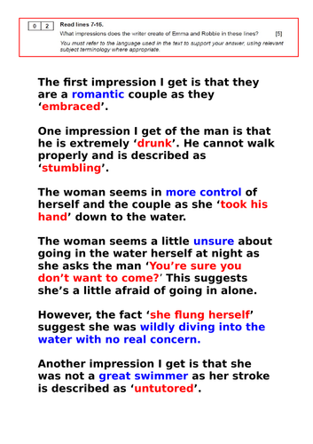 JAWS lesson Paper 1 Q2 (the IMPRESSIONS question) EDUQAS GCSE English ...