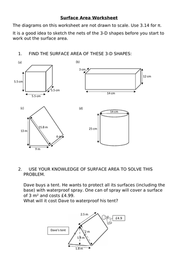 Surface Area of 3-D Shapes | Teaching Resources