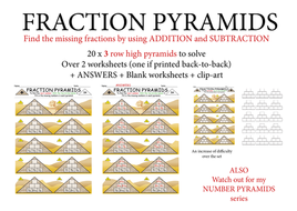 FRACTION PYRAMIDS (3 rows) - Number Pyramids but with fractions ...