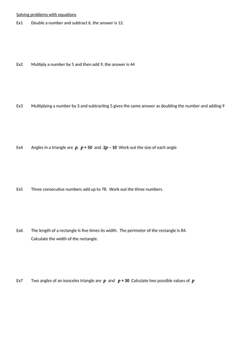 Solving problems with equations | Teaching Resources