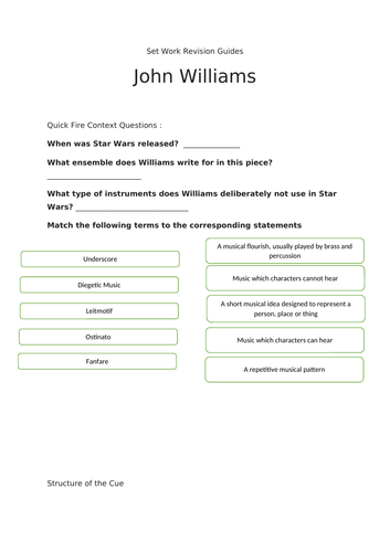 EDEXEL GCSE Music Star Wars revision | Teaching Resources