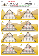 FRACTION PYRAMIDS (4rows) - Number Pyramids but with fractions +ANSWERS ...
