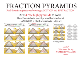 FRACTION PYRAMIDS (4rows) - Number Pyramids but with fractions +ANSWERS ...
