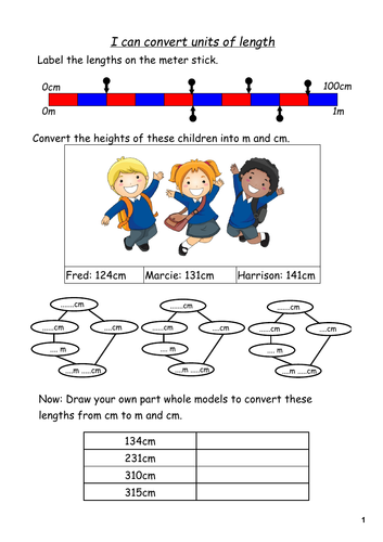 Year 3 Length: Converting cm to m and cm (Linked to White Rose ...