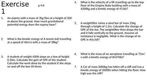 A Level Physics Work, Energy and Power 2: Kinetic and Potential Energy ...