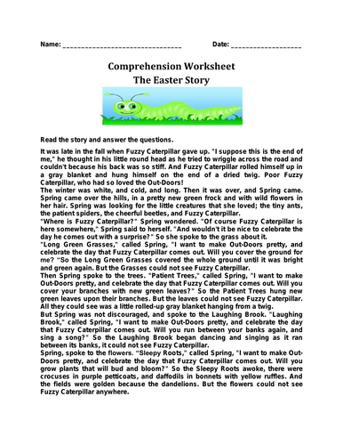 Comprehension Worksheet- 'The Easter Story' with Answer Key | Teaching ...