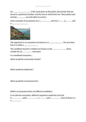 Ecosystems lesson Activate 1 Year 7 KS3 Suitable for non-specialist ...