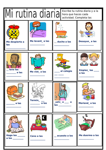 Rutina diaria vocabulario para texto escrito | Teaching Resources