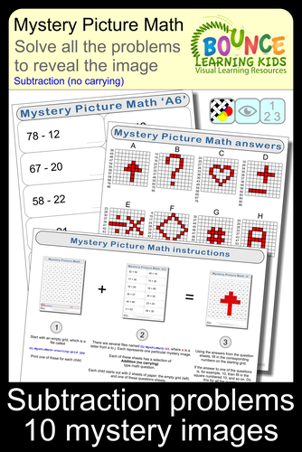 Mystery Picture Maths with subtraction (easy - no carrying) distance ...