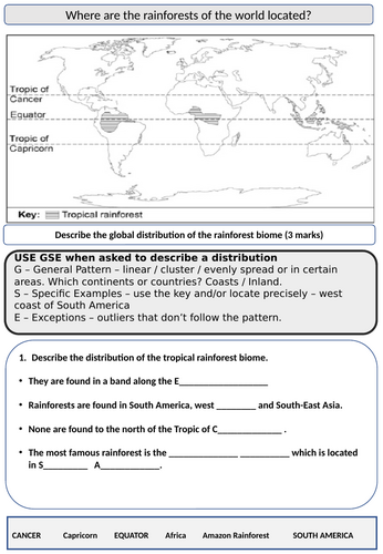 GCSE AQA 9-1 Distribution and Characteristics of Tropical Rainforests ...
