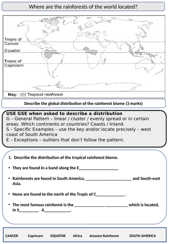 GCSE AQA 9-1 Distribution and Characteristics of Tropical Rainforests ...