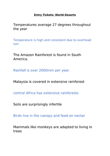 GCSE AQA 9-1 Distribution and Characteristics of Tropical Rainforests ...