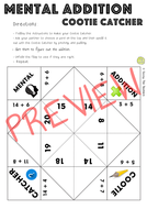 Mental Addition Cootie Catcher Activity (10 x complete and 10 x blank ...