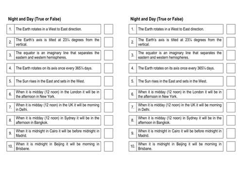 Night and Day | Teaching Resources
