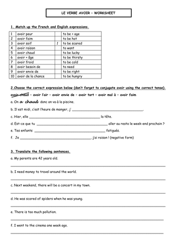 French GCSE revision AVOIR | Teaching Resources