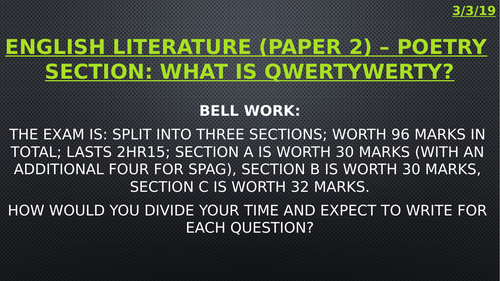 AQA GCSE English Literature Poetry lessons | Teaching Resources