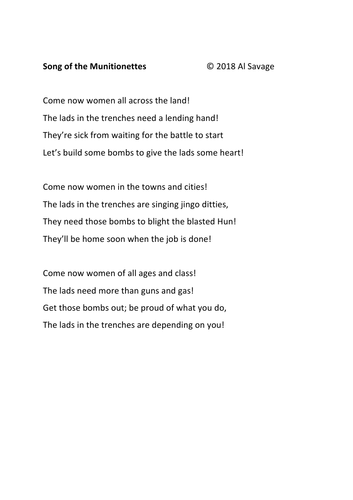 Poetry - Women in WW1, original poem and activities. | Teaching Resources