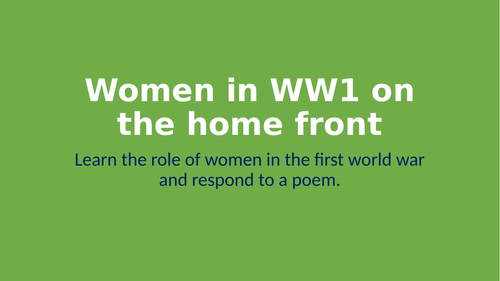 Poetry - Women in WW1, original poem and activities. | Teaching Resources