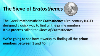 PRIME NUMBERS - Sieve of Eratosthenes | Teaching Resources