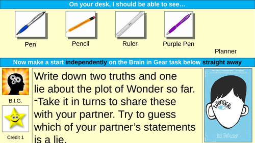 5 Starter Activities for the book Wonder (Year 7 English) | Teaching ...