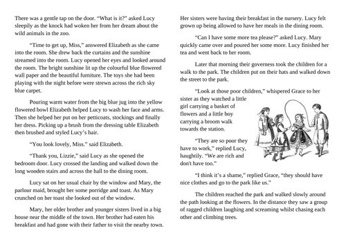 We're Too Rich - a Victorian short story with comprehension questions ...