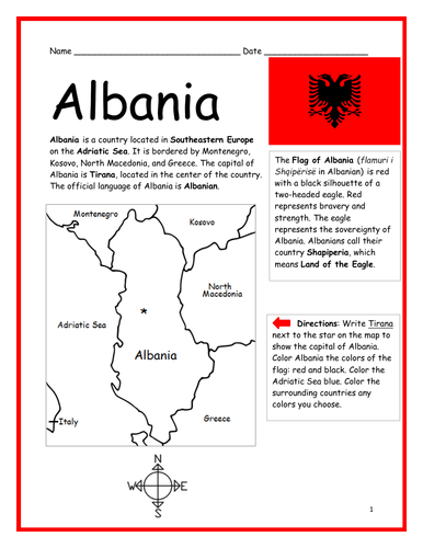 Printable Flag Of Albania