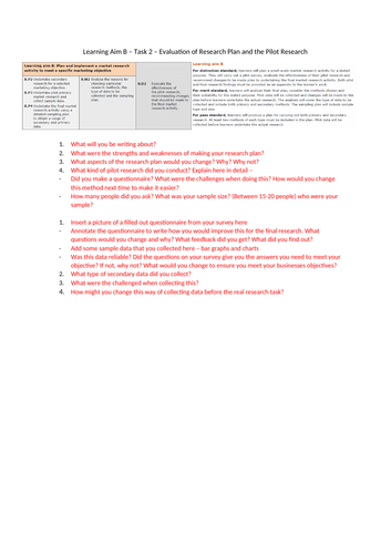 NEW BTEC Level 3 Business: Unit 22 – Market Research Writing Guide ...