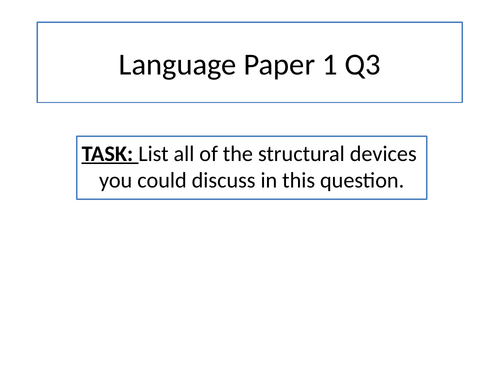 Language Paper 1 Q 3 and 4 AQA | Teaching Resources