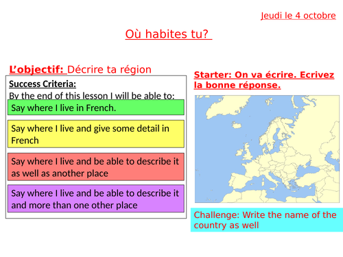 French Ou habites-tu/Where do you live | Teaching Resources