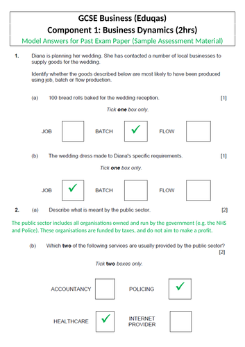 GCSE Business (9-1) Eduqas – Model Answers to Past Exam Papers (Sample ...