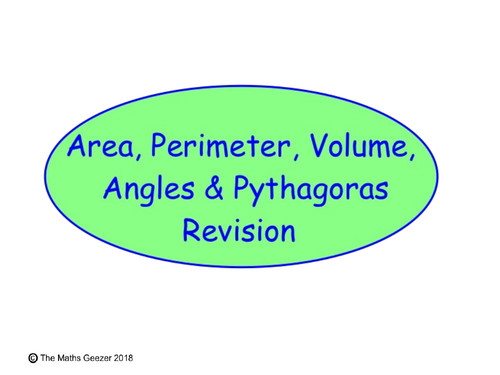 GCSE Geometry - Area, Perimeter, Volume, Angles & Pythagoras Revision ...